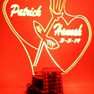 Couple Love Double Hearts With Rose Custom Names Night Light up LED ...