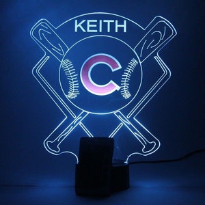 Chicago Cubs Night Light up Table Lamp Baseball Stadium Sports LED Hand ...