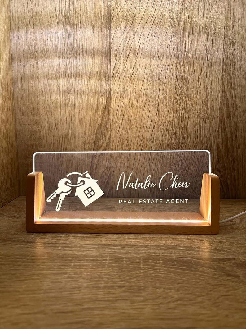 Personalized Name & Title Desk Plate Stand | Realtor Real Estate Agents ...