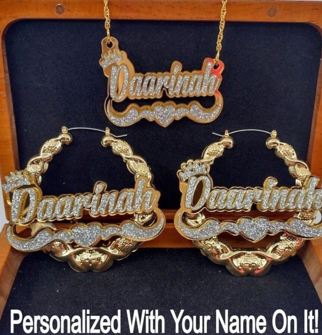 Name Necklace Plate Personalized Custom Nameplate and 2.5" XOXO Gold ...