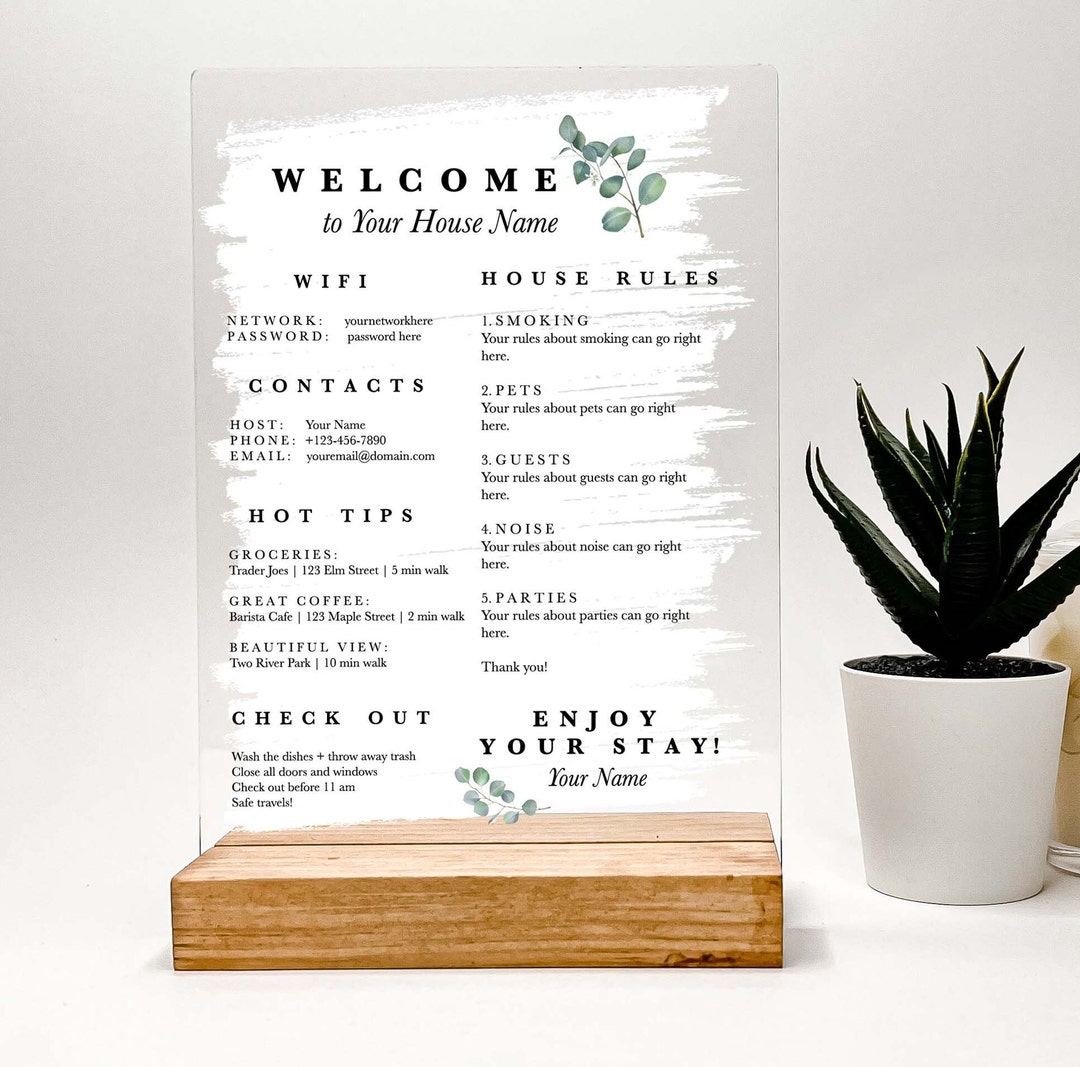 Custom Wifi Password Sign Personalized Freestanding Table Desk Stand ...