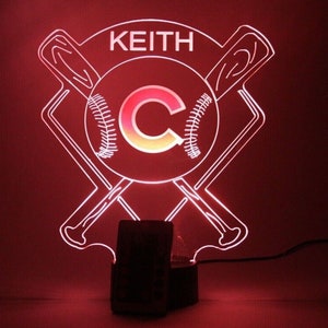 Chicago Cubs Night Light up Table Lamp Baseball Stadium Sports LED Hand ...