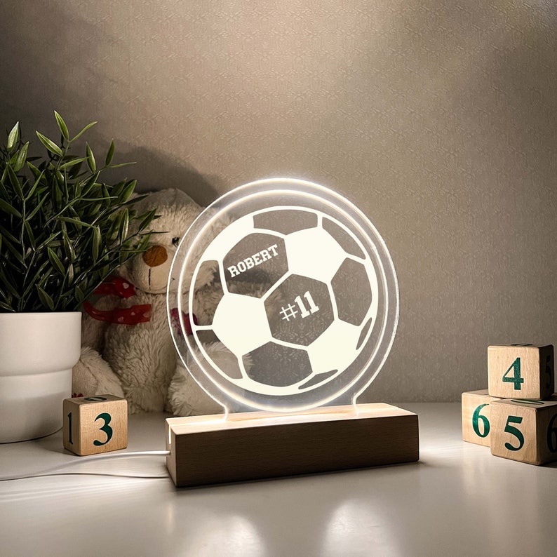 Custom Personalized Name LED Wood Stand Room Night Light up Table Lamp ...