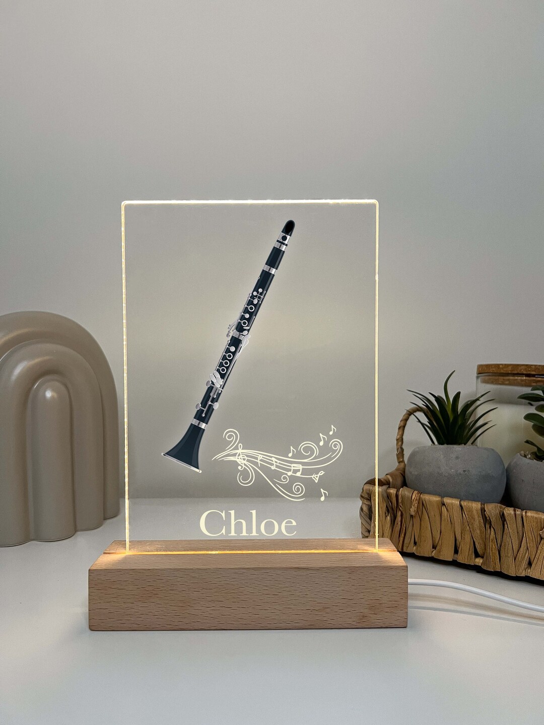Clarinet Player, Wind Instrument Night Light up Table Lamp LED ...