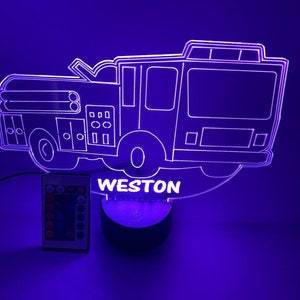 Fire Engine Truck Night Light up Firefighter Table Desk Lamp LED ...