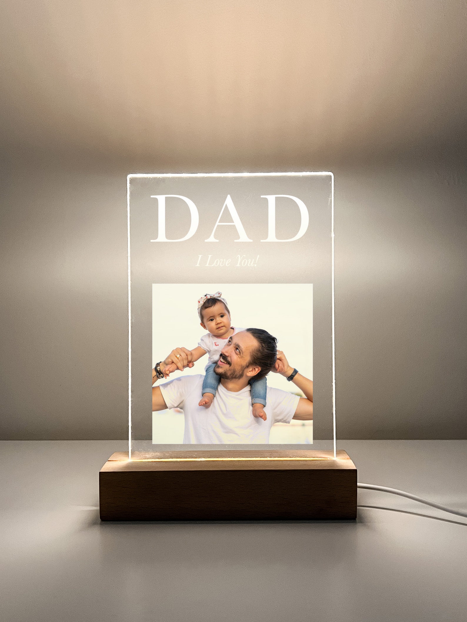 Custom Wood Light up Stand, Happy Father's Day Night Light, Best Dad in ...