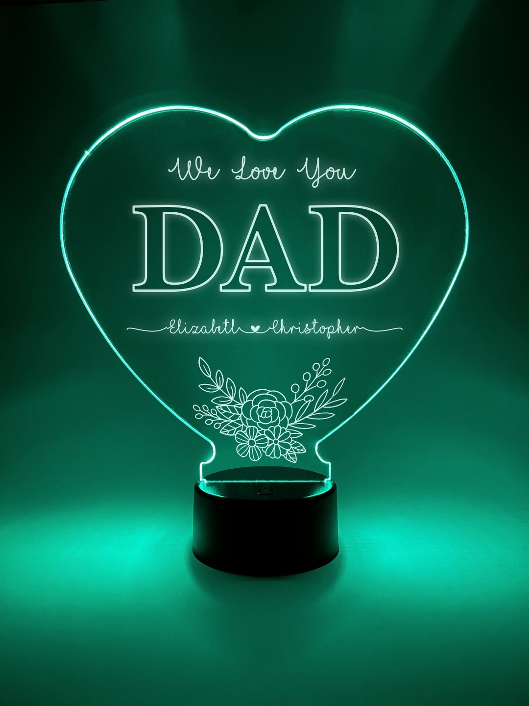 We Love You Grandpa Dad Pops Daddy Father's Day Heart Night Light up ...