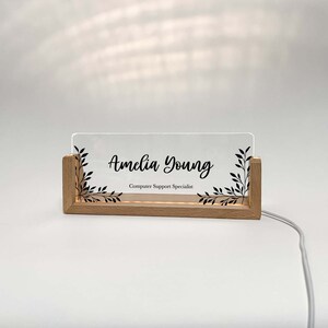 Personalized Desk Name Plate With Wooden Base, Lighted LED Light ...