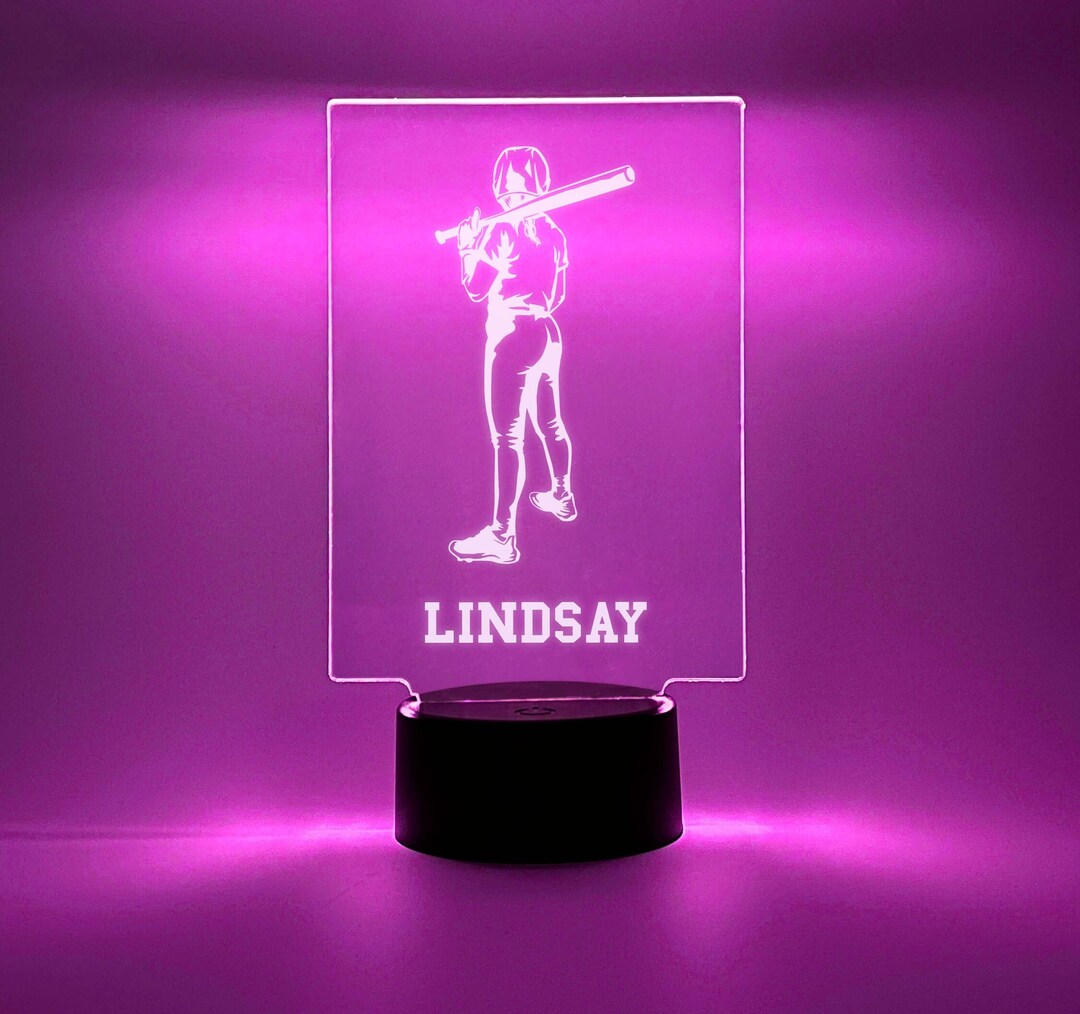 Softball Player Fan Team Light Up, Personalized, 16 Colors LED Room ...