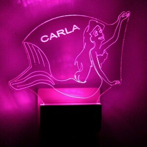 Mermaid Princess Night Light Multi Color Personalized LED Wall - Etsy