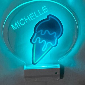 Ice Cream Night Light Multi Color Personalized LED Room Wall Plug-in ...