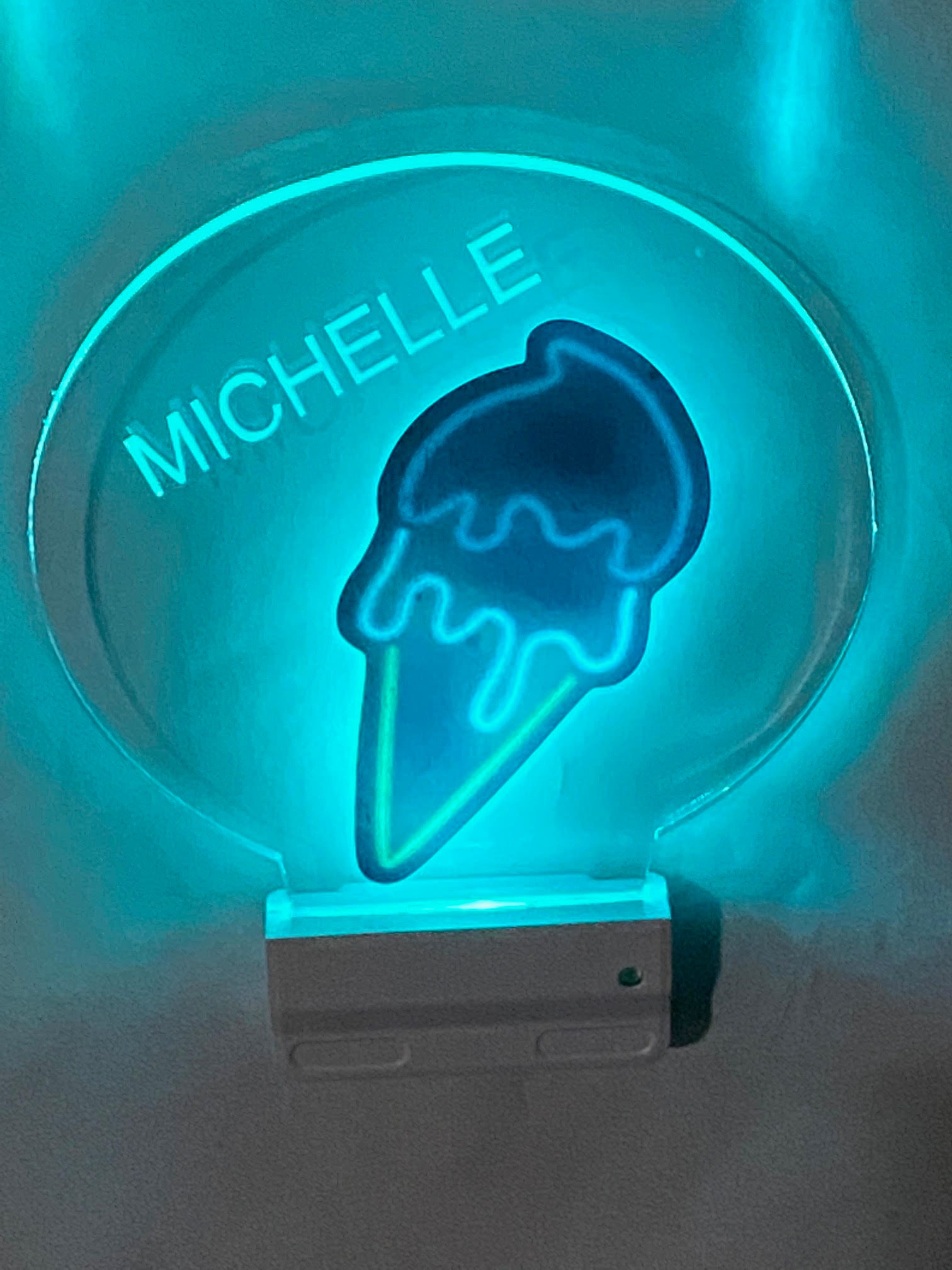 Ice Cream Night Light Multi Color Personalized LED Room Wall Plug-in ...