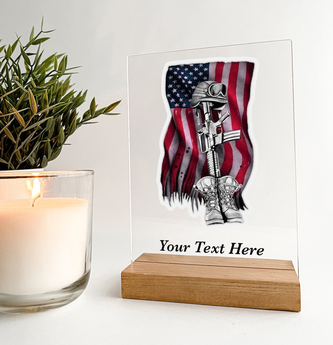 Custom Personalized LED Wood Table Stand in Loving Memory Condolence ...