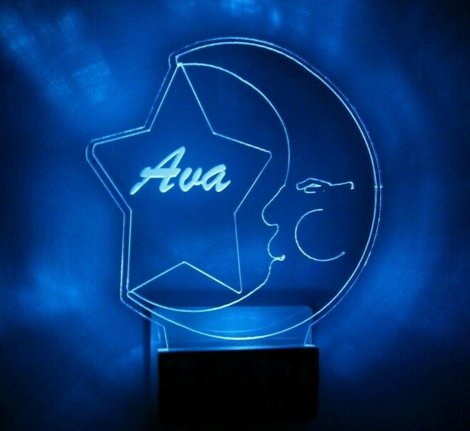Moon and Star Night Light Multi Color Personalized LED Wall - Etsy