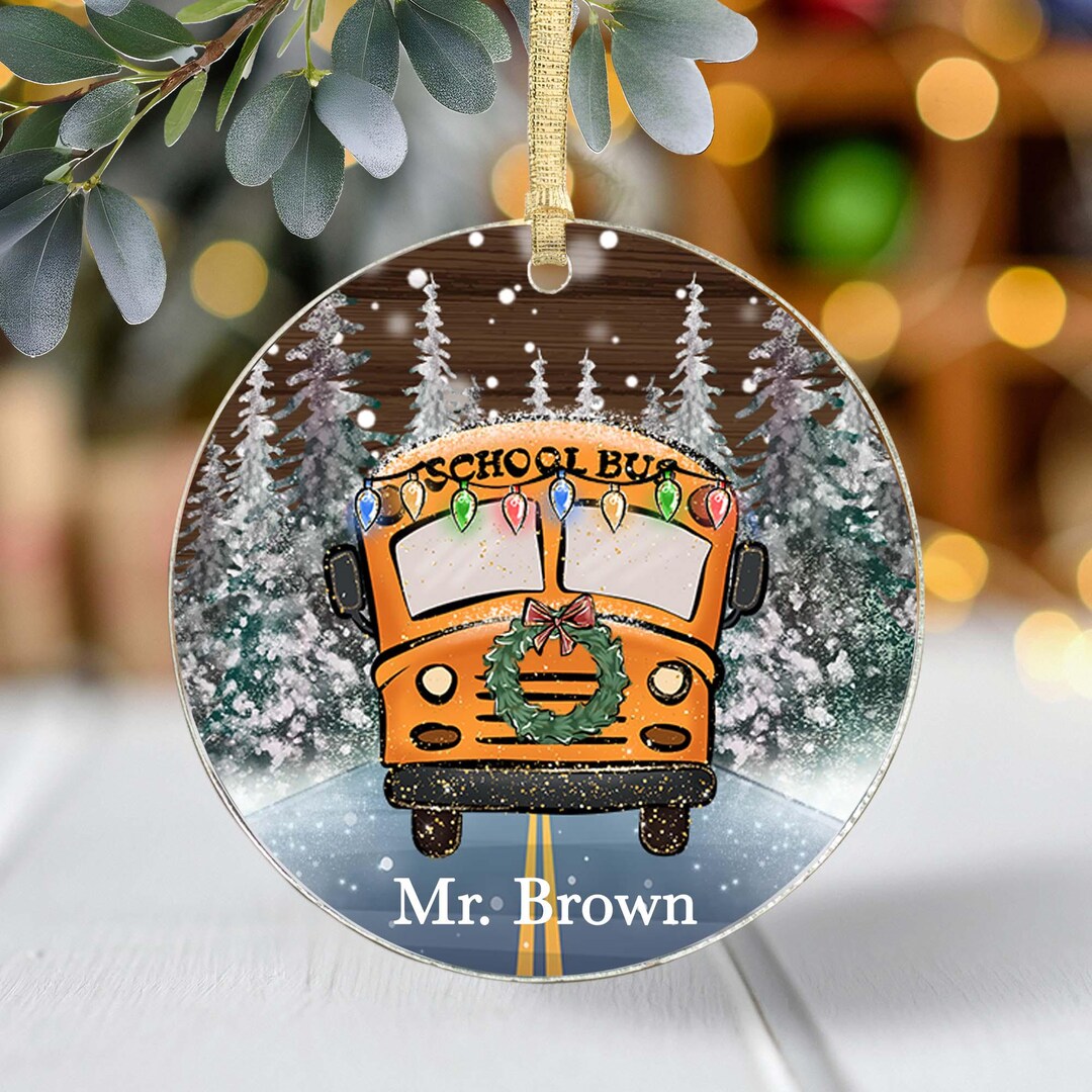 Personalized Ornament School Bus Driver Teacher Crossing Guard Winter ...