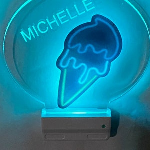 Ice Cream Night Light Multi Color Personalized LED Room Wall Plug-in ...
