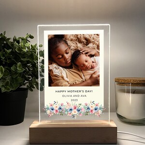 Personalized Photo Wood Stand Mom Mommy Night Light up Lamp LED Any ...