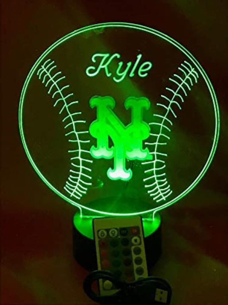 New York Mets NY Night Light up Table Desk Lamp Baseball | Etsy