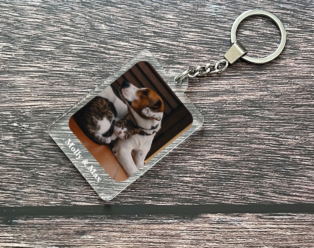 Pet Memorial Keychain, Personalized Pet Photo Keychain, Custom Pet ...