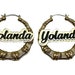 Gold Hoop Bamboo Earrings Name Plate Laser Cut Personalized - Etsy