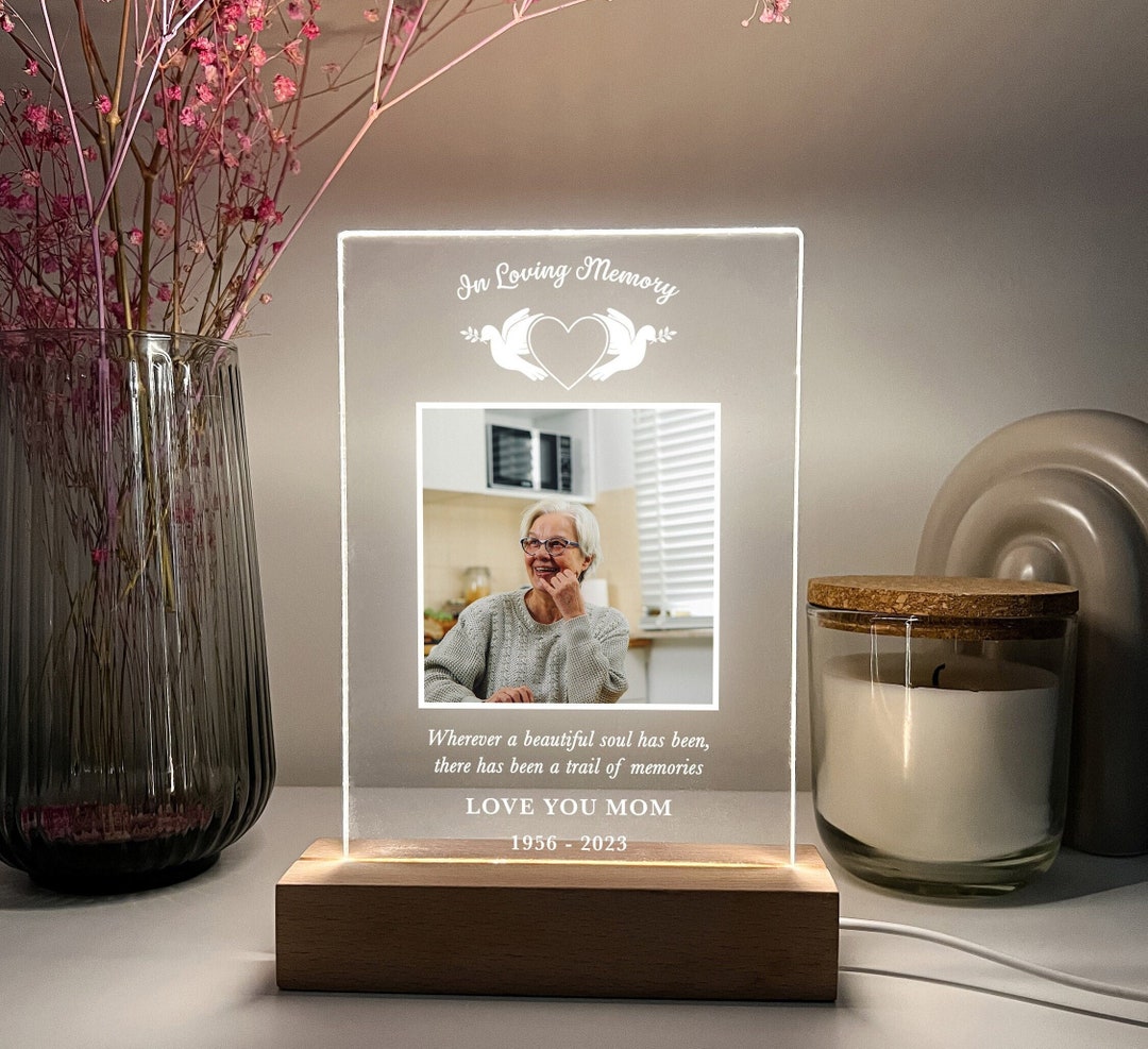 Custom Personalized Photo LED Wood Stand White Doves Night Light up ...