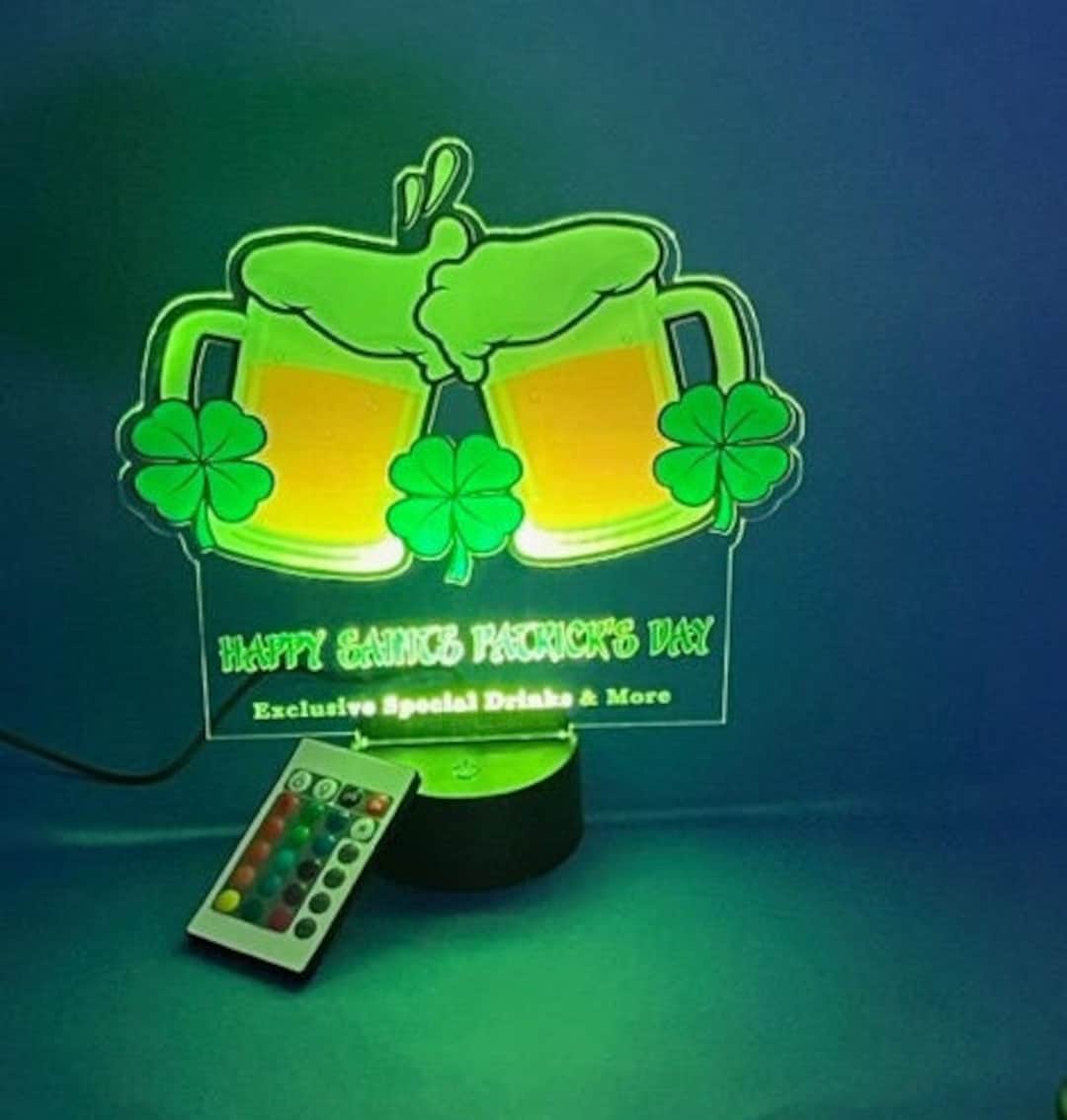 Custom Personalized LED Lucky Shamrock, Saint St. Patrick's Day, Stand ...