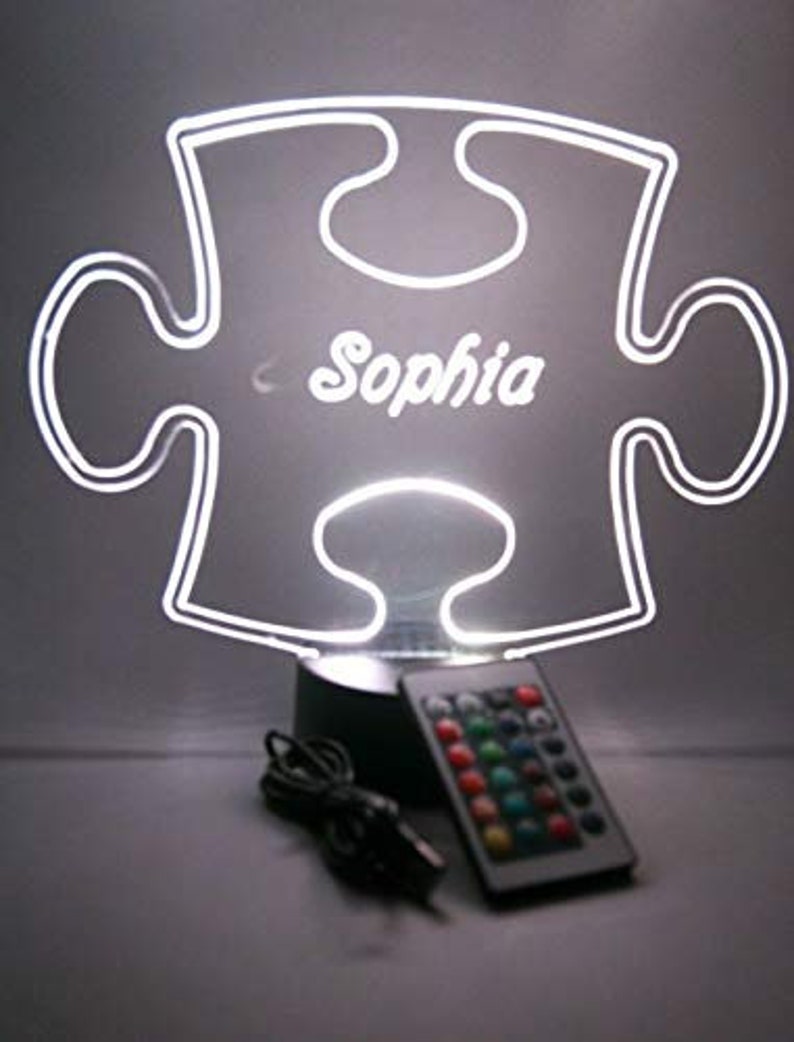 Puzzle Piece Autism Night Light up Table Desk Lamp LED Personalized ...
