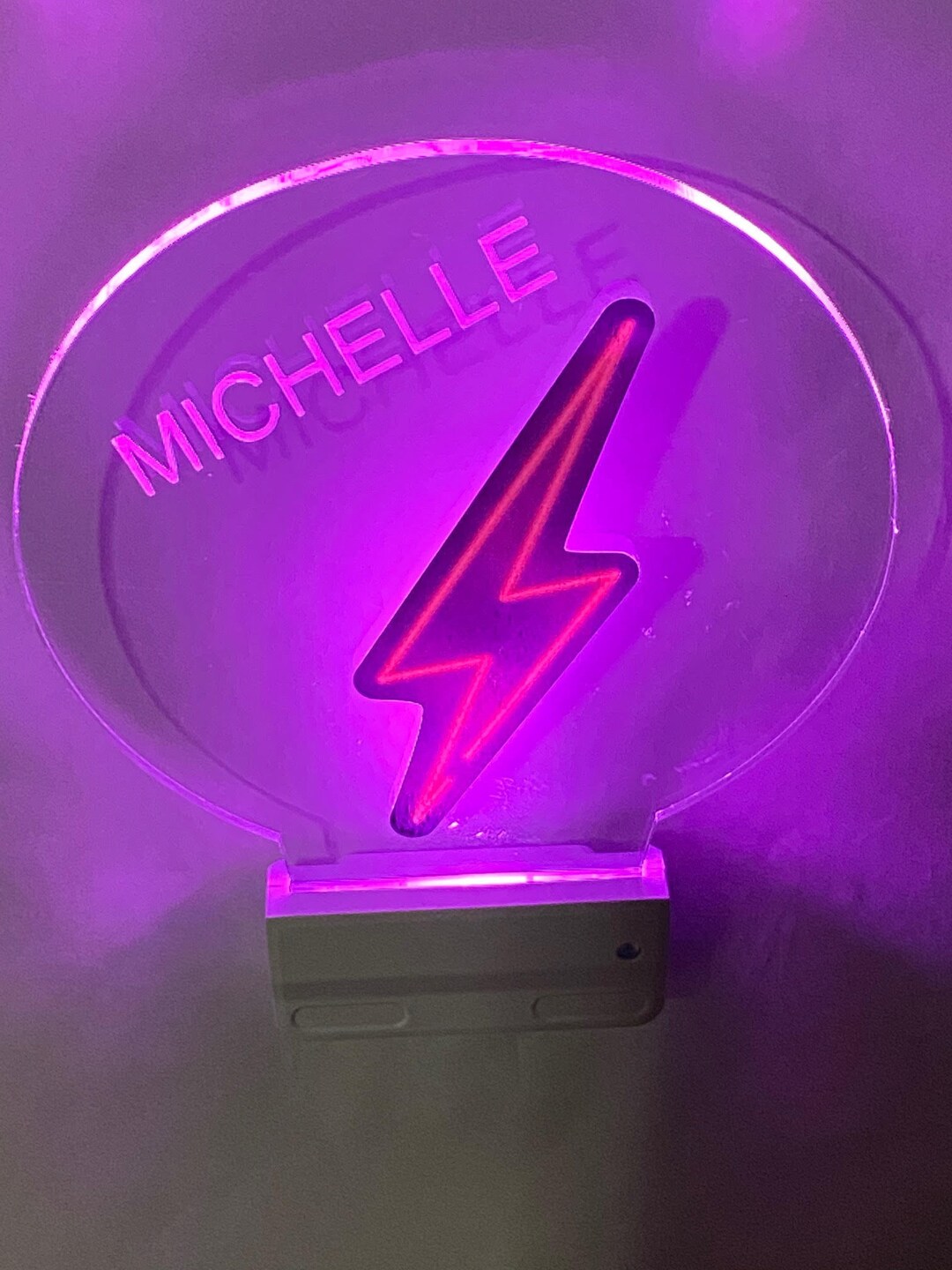 Lightning Bolt Night Light Multi Color Personalized LED Room Wall Plug ...