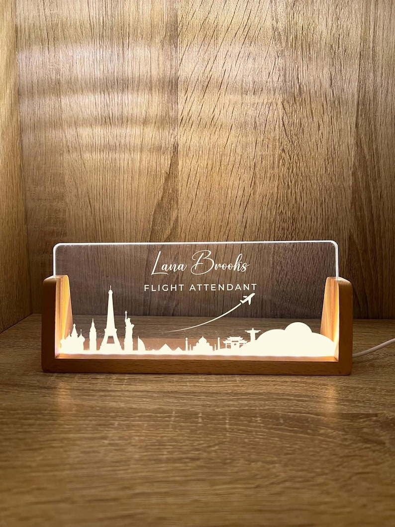 Personalized Name & Title Desk Plate Stand | Plane Pilot Flight ...