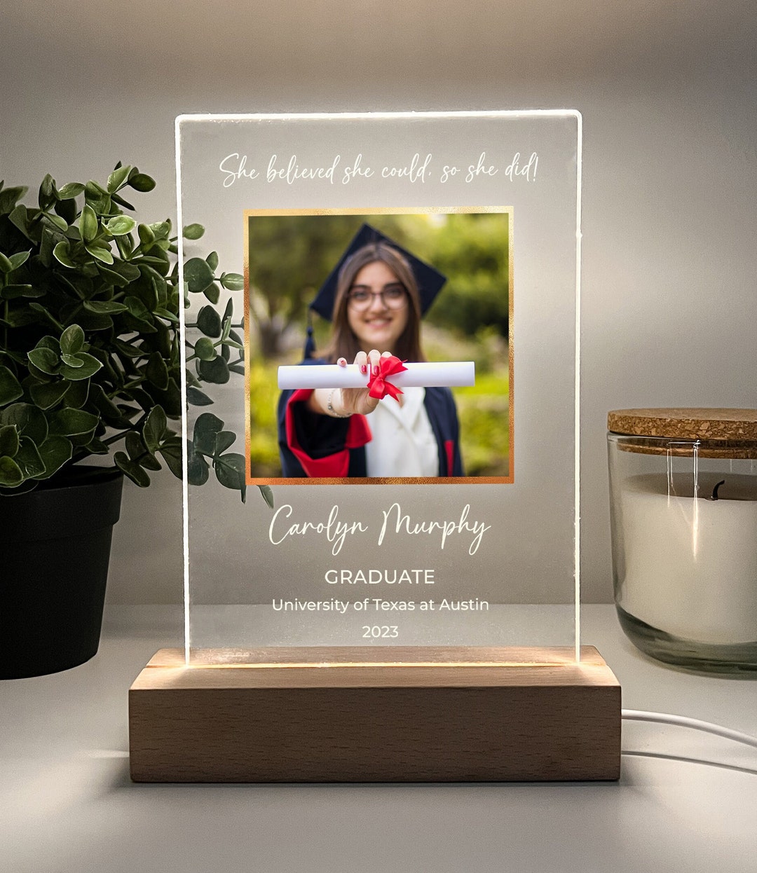 Personalized Photo Picture LED Wood Light up Stand Plaque Custom ...