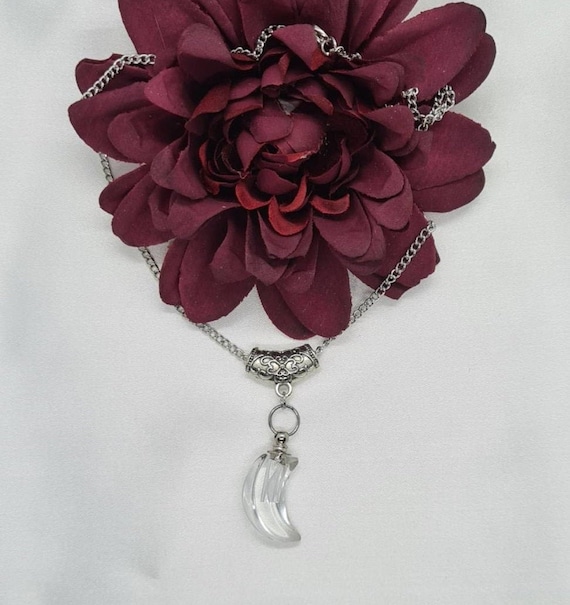 Moon Vial Pendant Necklace Stash Necklace Clear Empty Blood | Etsy
