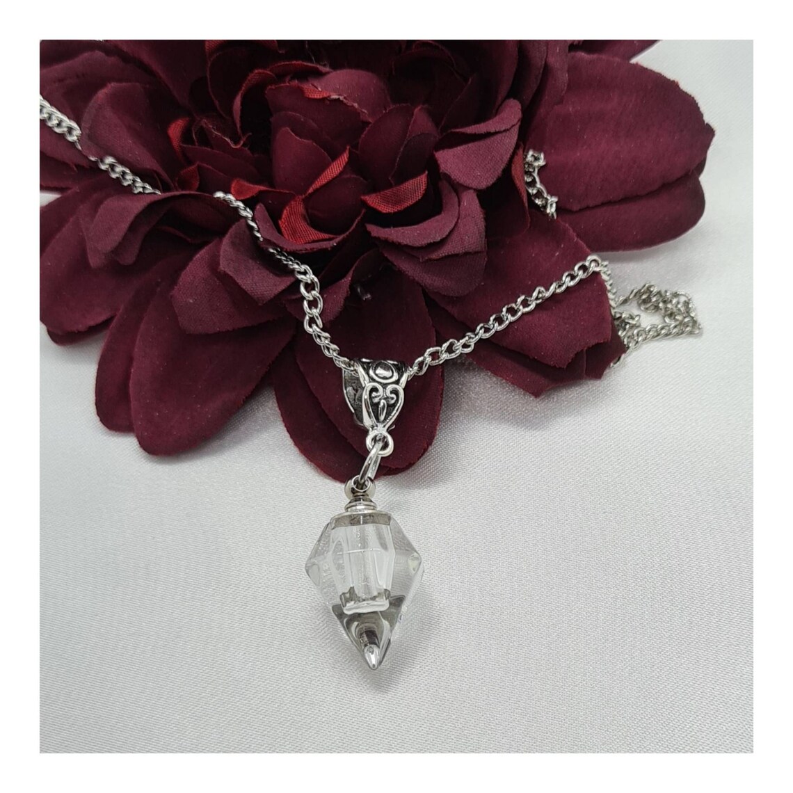 2x Diamond Vial Necklaces, Dainty Empty Stash Necklace for Blood, Ash ...