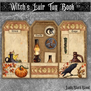 The Witch's Lair Tag Book, Mini Witch Book, Junk Journal. - Etsy
