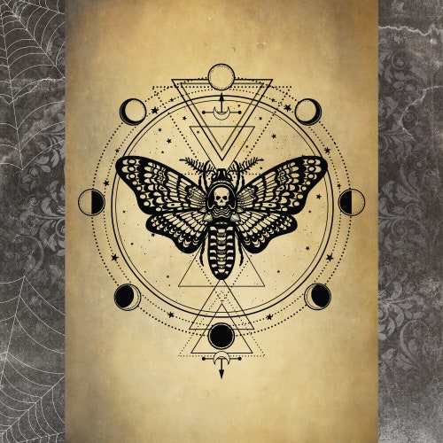 Sacred Geometric Moth Wall Artabstract Mystic Sign - Etsy