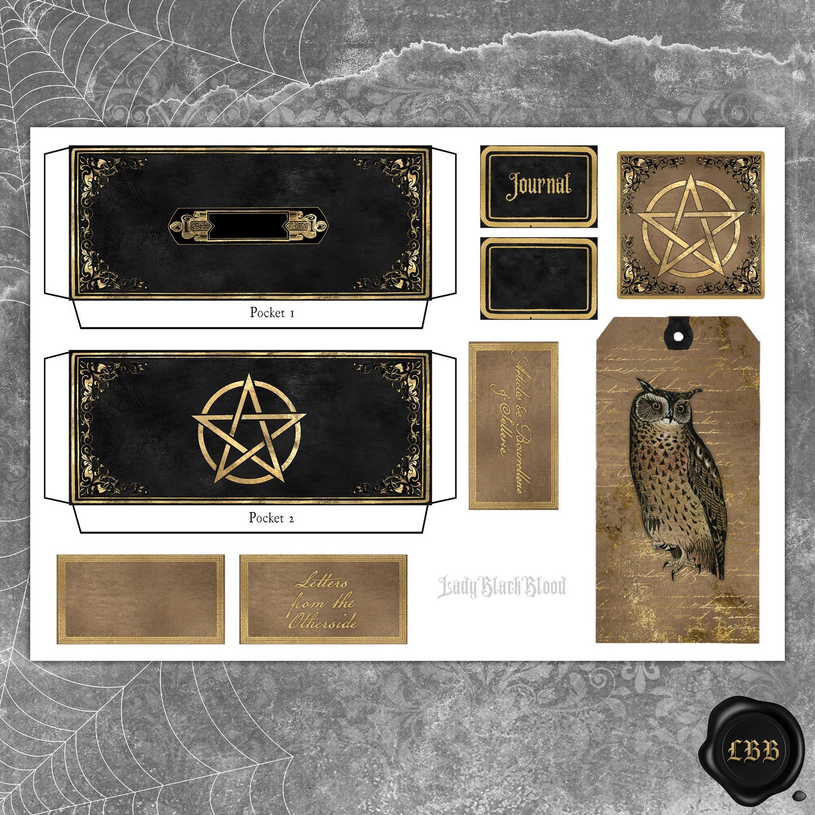Gothic Folder, Ephemera Storage Folder, Mini Folder, Printable Folder ...