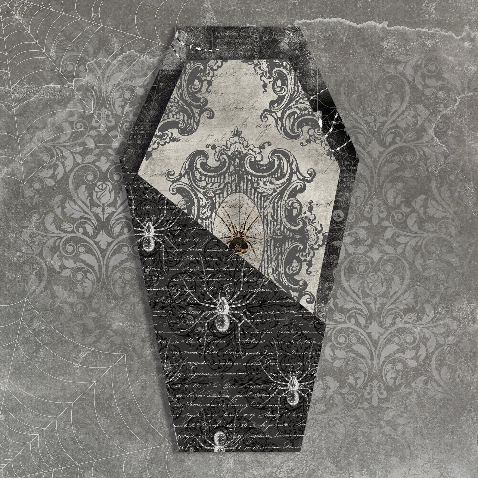 Spider Coffin Journal Pocket With Cards and Tabsgothiccoffin | Etsy