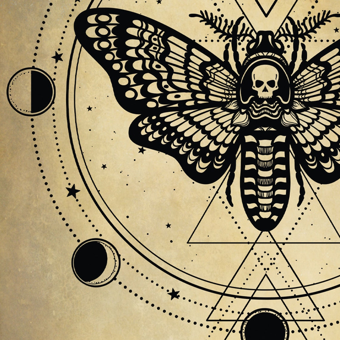 Sacred Geometric Moth Wall Art,abstract Mystic Sign Printable,moon ...