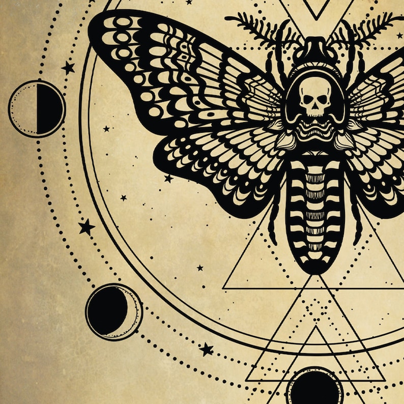 Sacred Geometric Moth Wall Art,abstract Mystic Sign Printable,moon ...