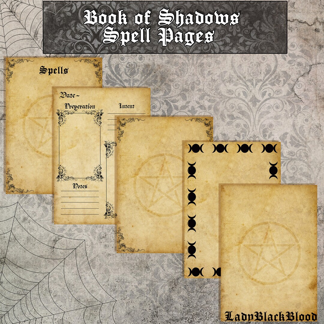 Spell Pages, Book of Shadow Pages, Ritual Supplies, A4, Spell ...