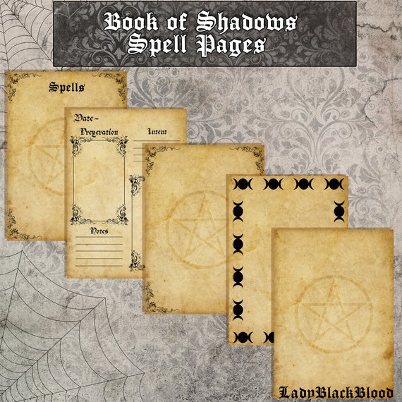 Spell Pages Book of Shadow Pages Ritual Supplies A4 Spell - Etsy