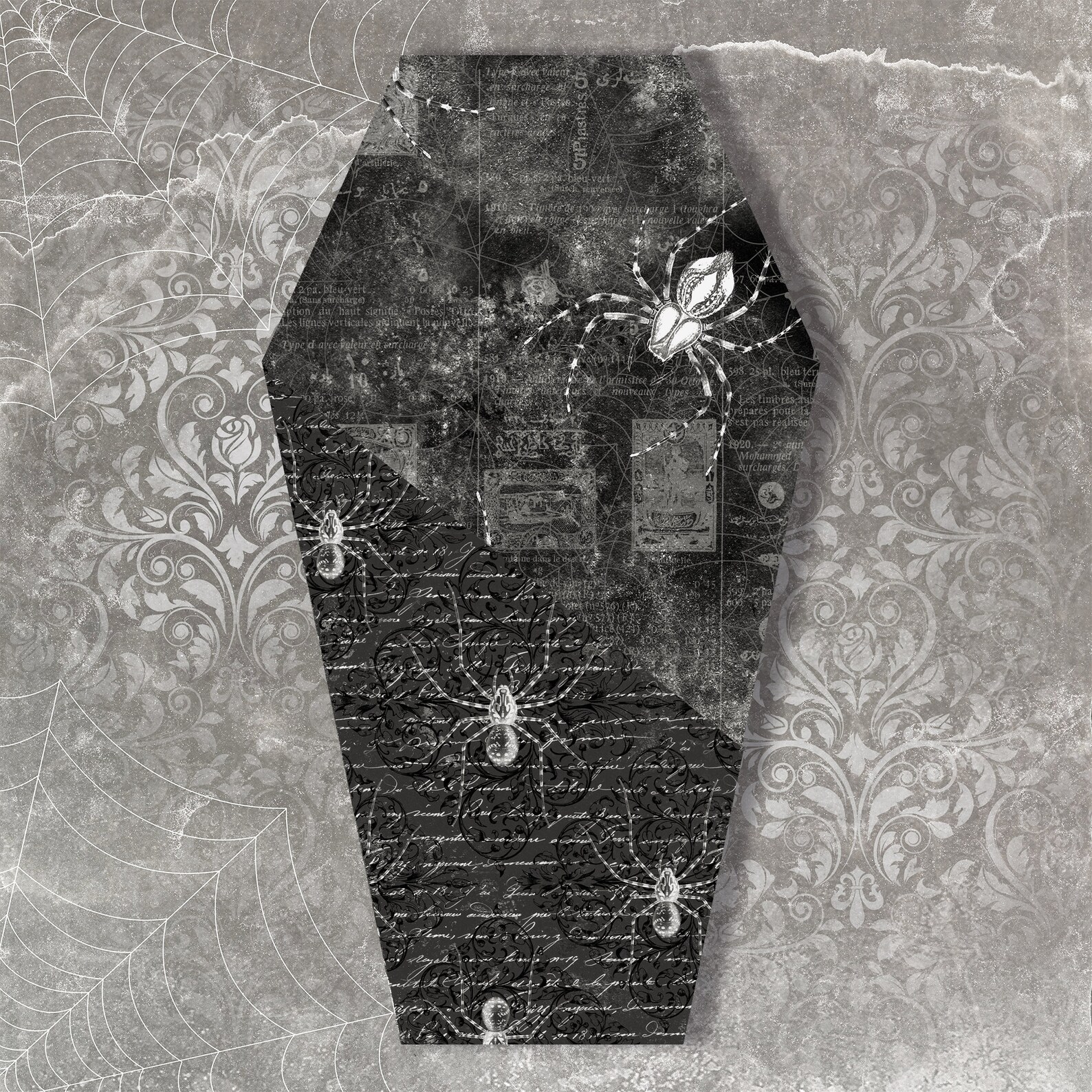 Spider Coffin Journal Pocket With Cards and Tabsgothiccoffin | Etsy