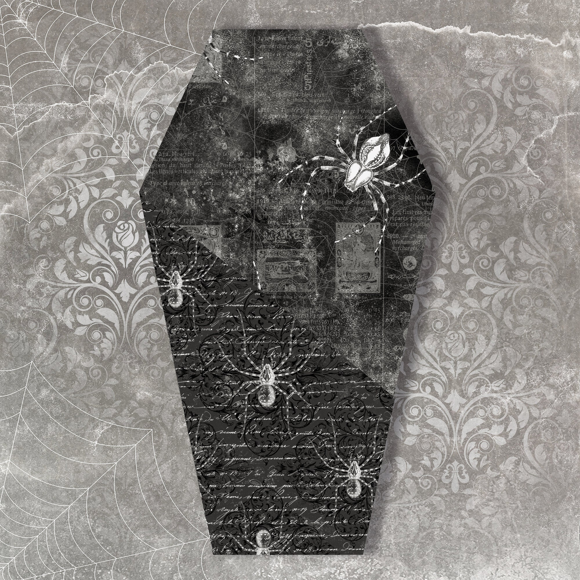 Spider Coffin Journal Pocket With Cards and Tabsgothiccoffin - Etsy