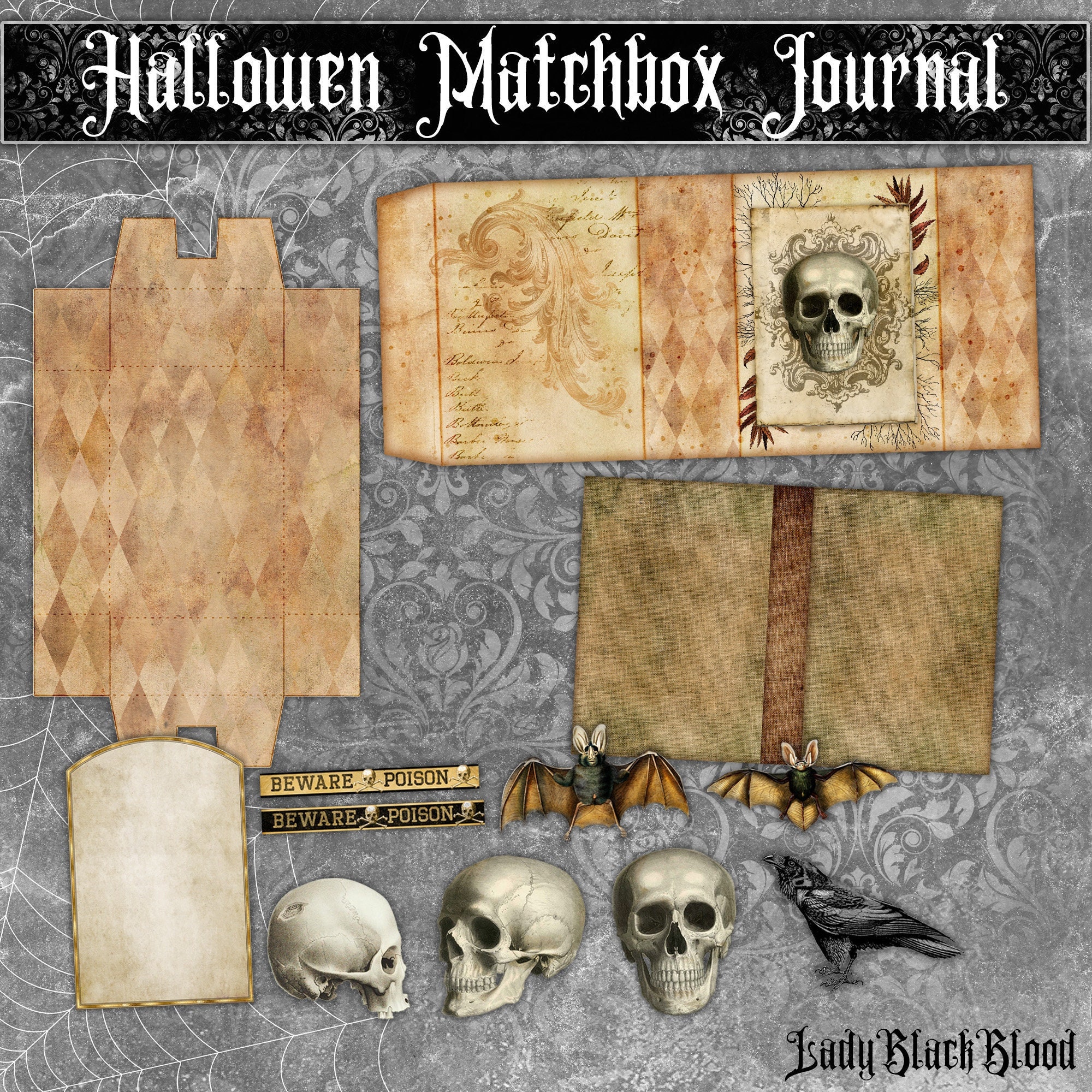 Halloween Matchbox Journal Mini Journal Mini Halloween - Etsy