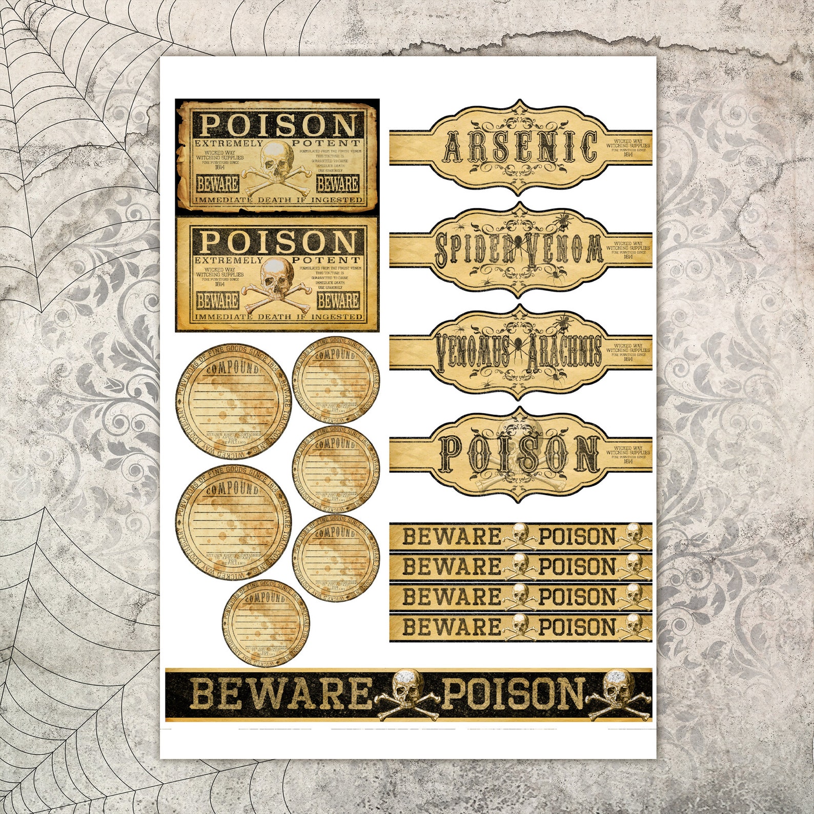 Halloween Potion Bottle Labels,haloween Decor, Apothecary Bottle Labels ...