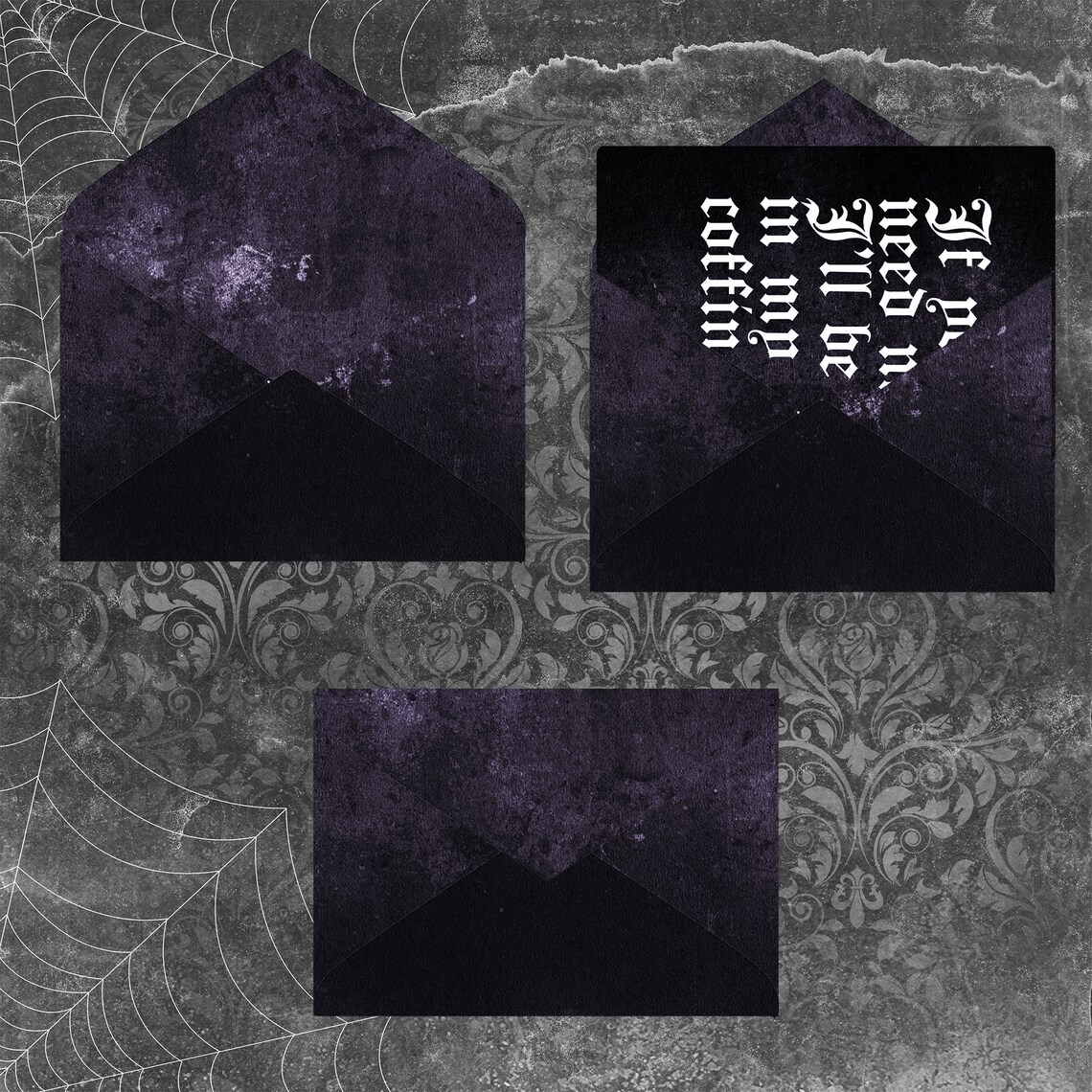 Gothic Cards and Envelope Sethalloween Cards Note Card and | Etsy