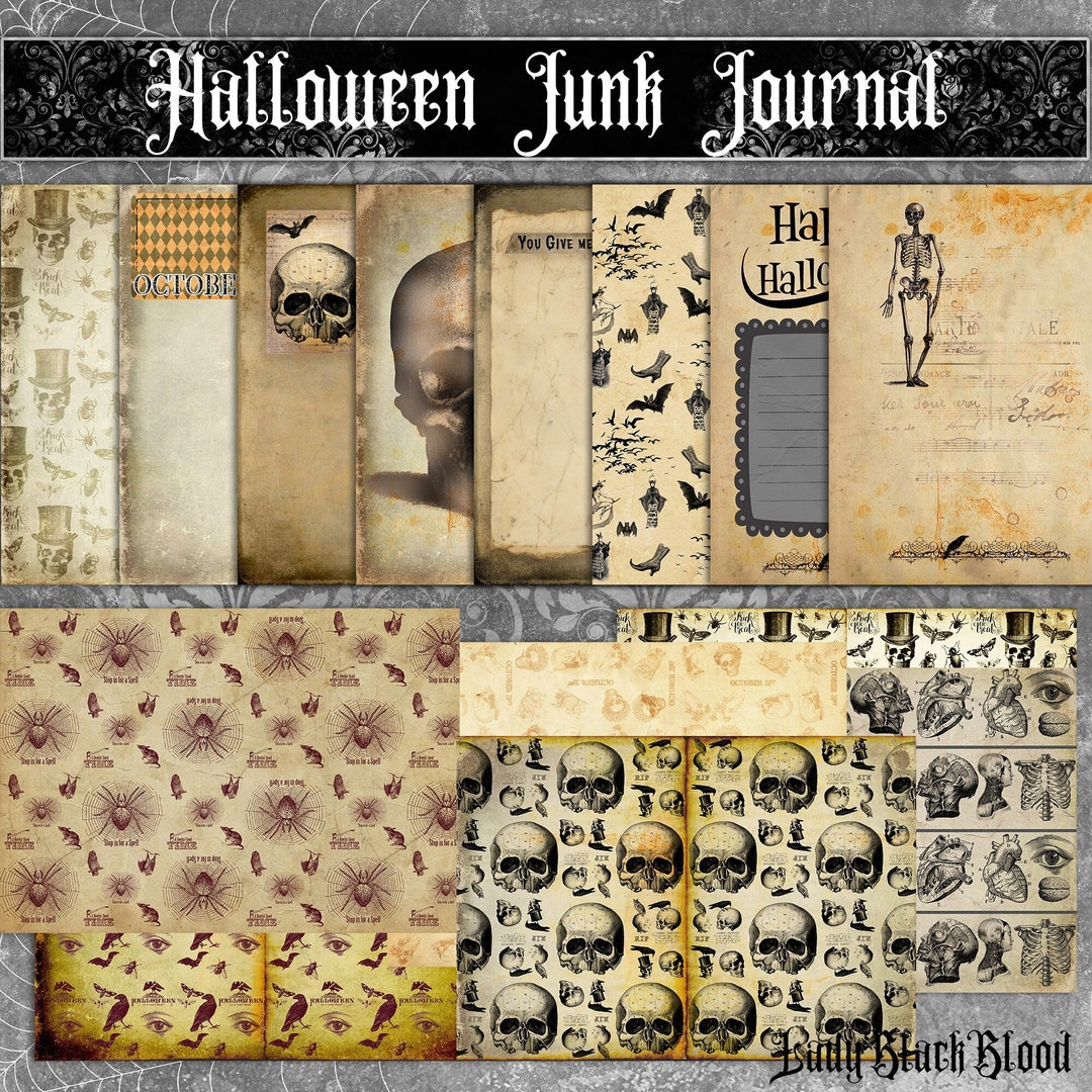 Halloween Junk Journal, Junk Journaling Pages, Halloween Journal. - Etsy