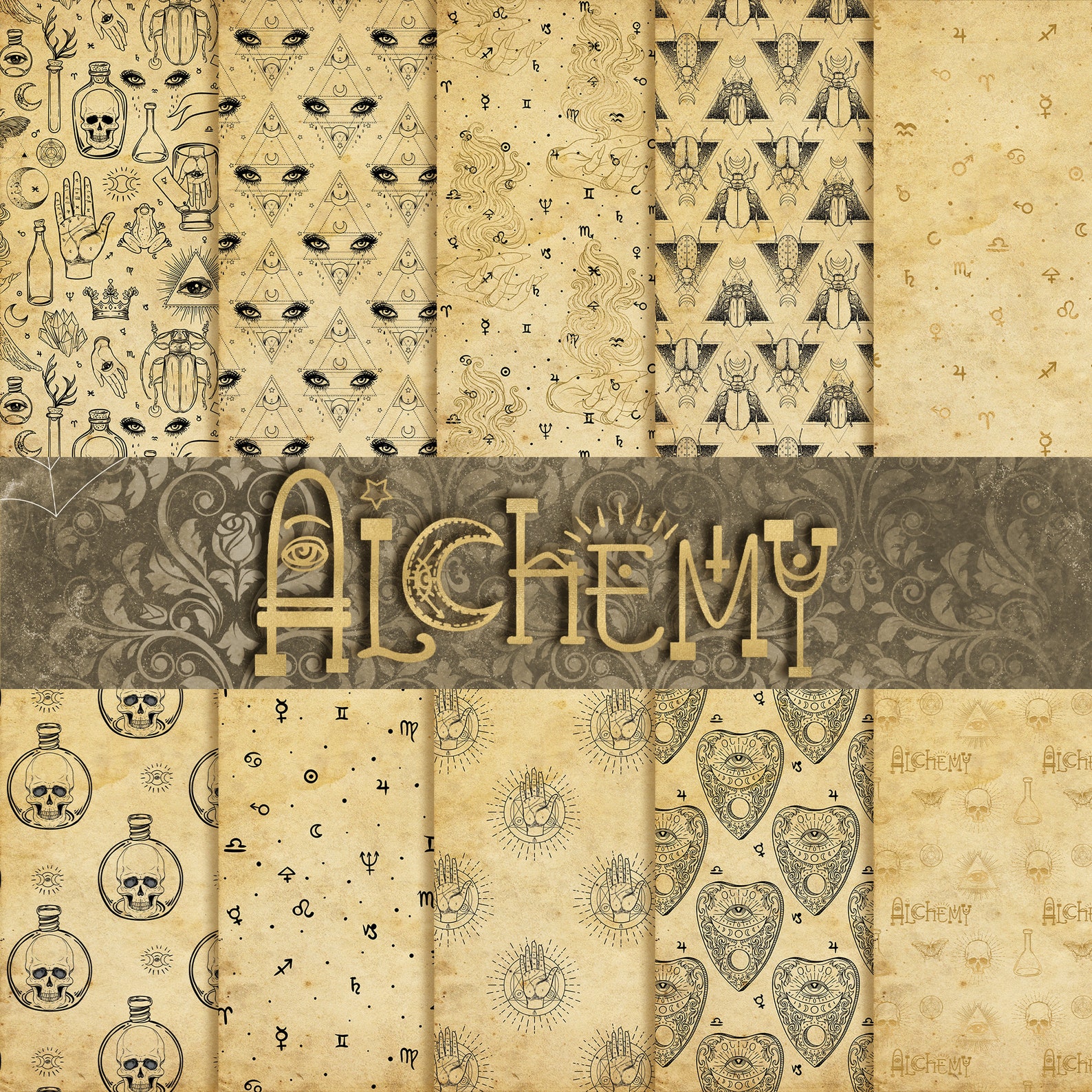 8.5x11,alchemymagic Seamless Pattern,printable Paper Pack,decorative ...