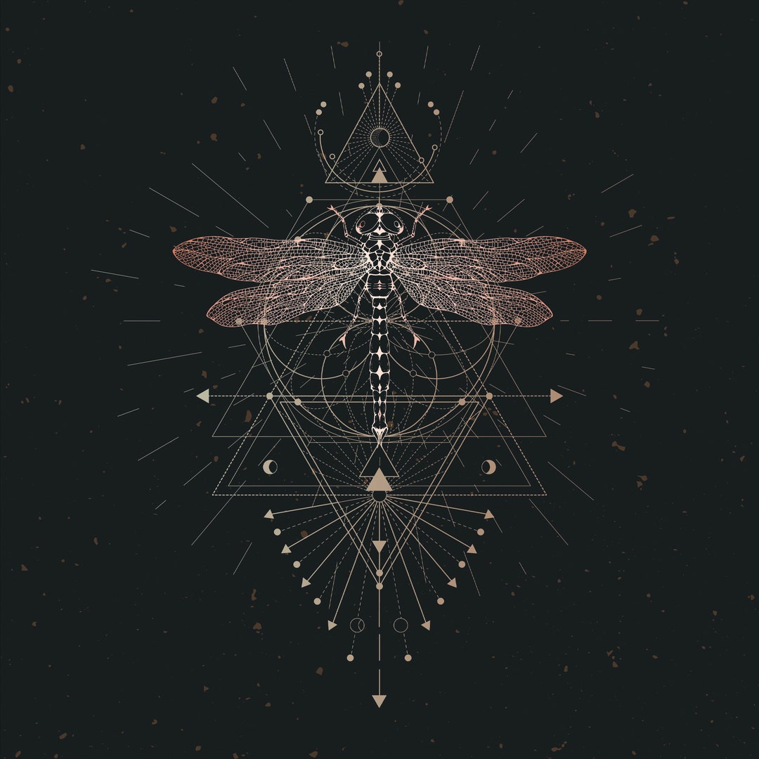 Sacred Geometric Dragonfly Wall Art,abstract Mystic Sign Printable,gold ...