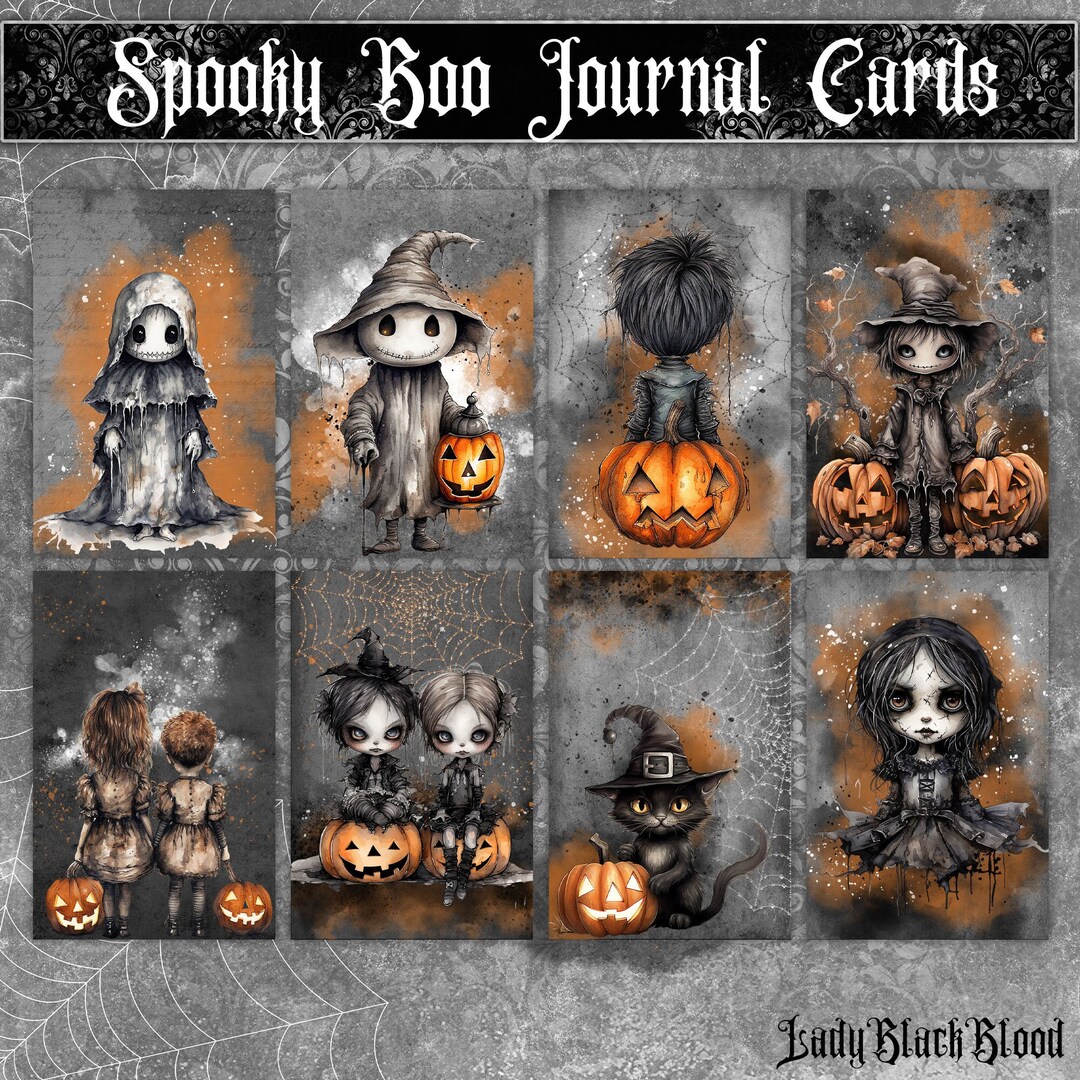 Spooky Boo Journal Cards, Halloween Journal Cards, Halloween Junk ...