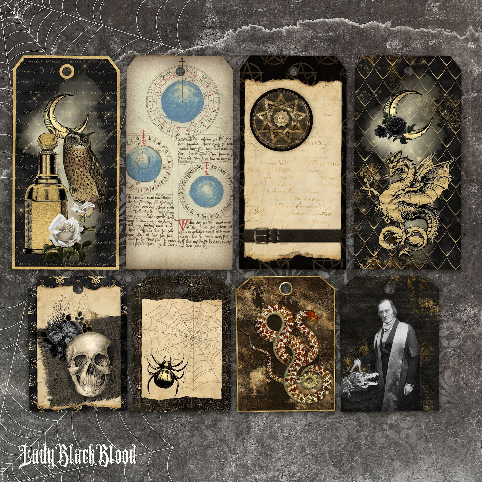 Mors Mortiferum Ephemera Kit for Journaling & Scrapbooking, Gothic ...